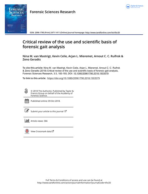 Pdf Critical Review Of The Use And Scientific Basis Of Forensic Gait