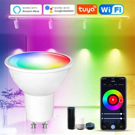 Tuya Smart Wifi Bulb Gu10 Led Spotlight 220v 110v Rgbcw Led Lamp 5w 7w