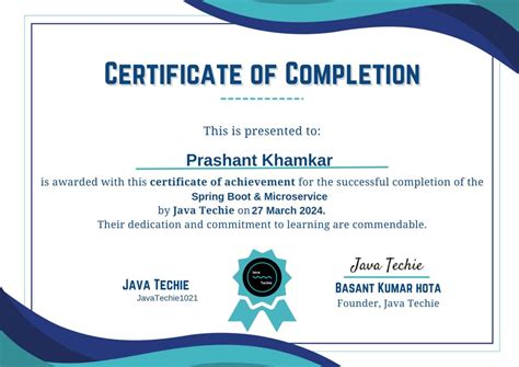 Prashant Khamkar On Linkedin Certification Springboot Microservices