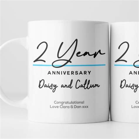 Pair Of Personalised Classy 2nd Anniversary Mugs The T Experience