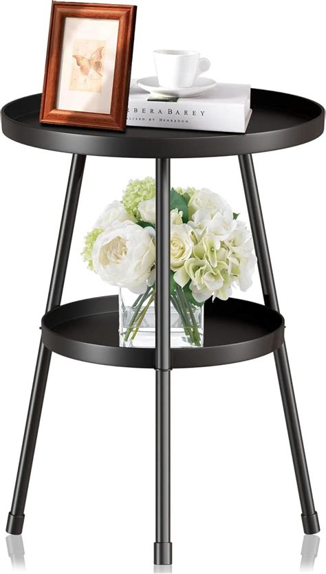 Small Side Table Round 2 Tier End Table Metal Round Coffee Tables