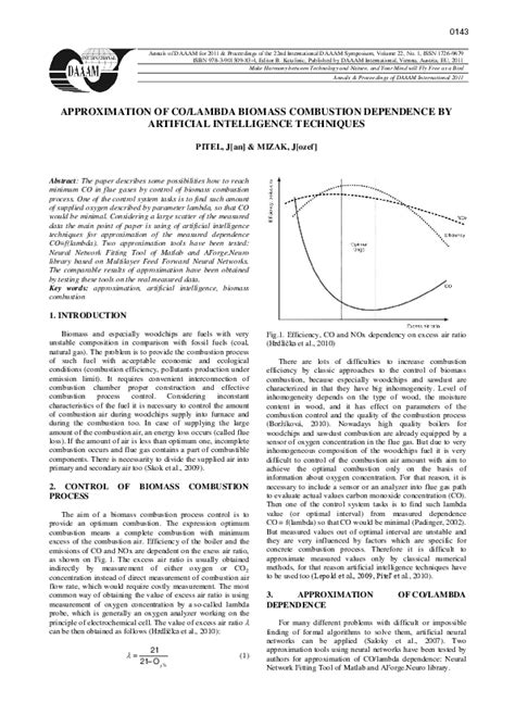 Pdf Approximation Of Colambda Biomass Combustion Dependence By Artificial Intelligence Techniques