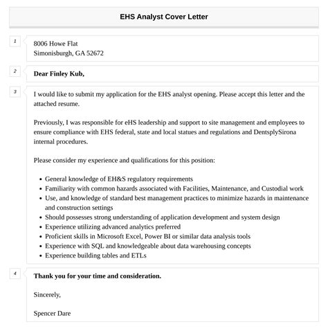 Ehs Analyst Cover Letter Velvet Jobs