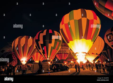 Balloon Glow Show At Balloon Fiesta Albuquerque New Mexico Usa Stock
