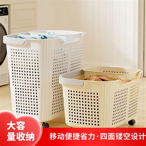 脏衣口篓可移动脏衣篓脏衣篮带轮大容量镂空透气可移动不闷味洗衣