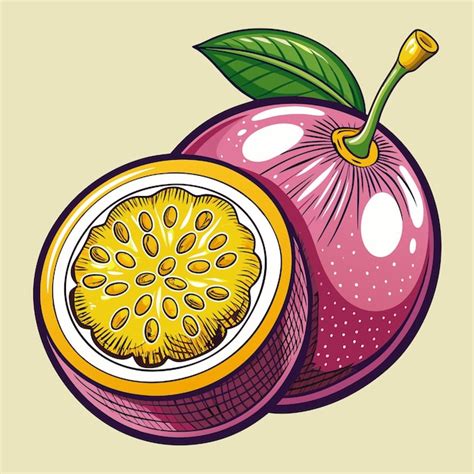 Sweet Passion Fruit Vector Drawing Artwork Premium Ai Generated Vector