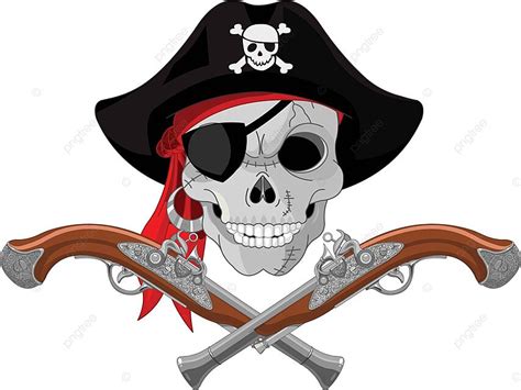 Pirate Skull And Guns Crossbones Symbol Sea Vector Crossbones Symbol