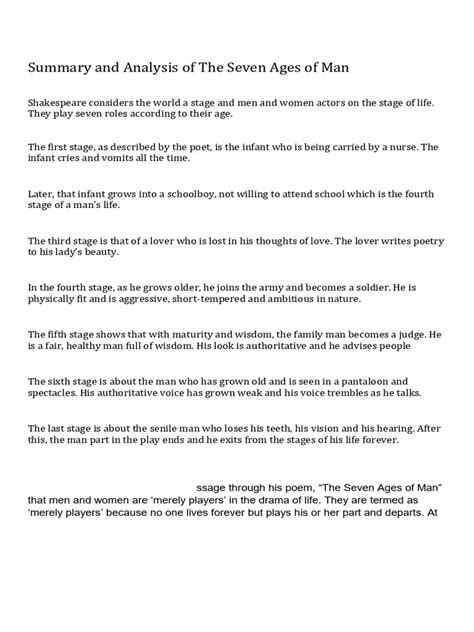 412741320 Summary And Analysis Of The Seven Ages Of Man Pdf
