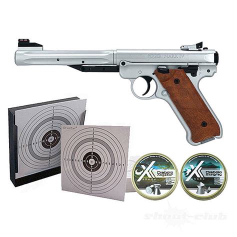 Ruger Mark Iv Luftpistole Federdruck 4 5mm Diabolo Im Kugelfang Set