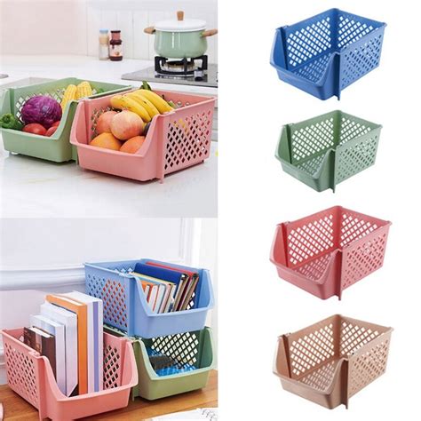 Stackable Plastic Kitchen Storage Basket Fruit And V Grandado