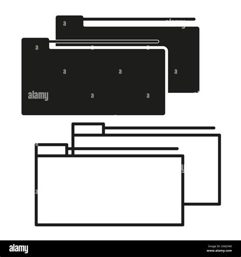 Set Of Vector File Folder Icons In Black And White Simple And Modern Design Stock Vector Image