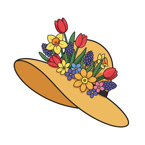 A Hat With Flowers On It 56862948 Vector Art At Vecteezy