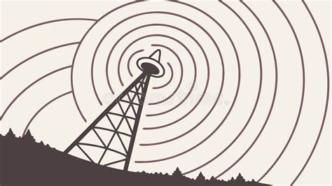 Cell Tower With Radiating Signal Waves Vector Art Vector Design