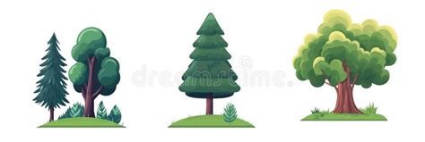 Illustration Of Trees In Various Styles Showcasing Coniferous And Illustration Of Trees In Various Styles Showcasing Coniferous And