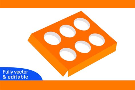 6 Hole Insert Cupcake Boxes Unique 6 Hole Insert Box Dieline Template