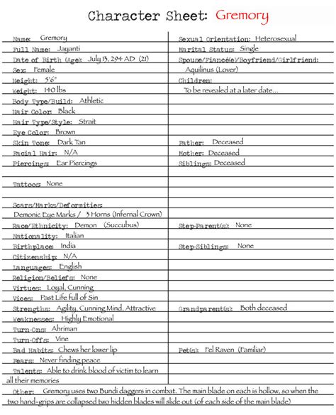 Gremory Character Sheet By The Undead Poet On Deviantart