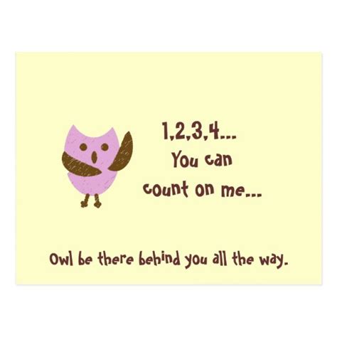 Pinkyowl 1 2 3 4 You Can Count On Me Ow Postcard