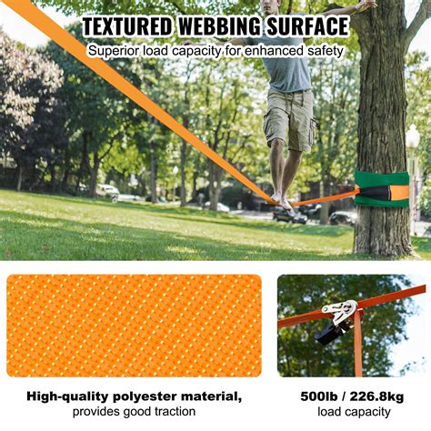 Vevor Slackline Kit With Training Line 60 Ft Backyard Slack Line