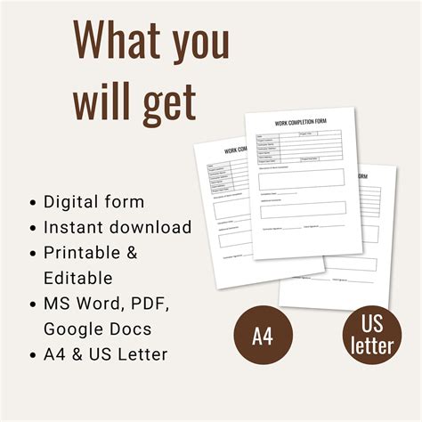 Work Completion Form Job Completion Template Editable Ms Word