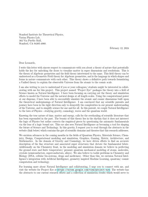 Cover Letter Abhishek Leonardo Pdf Physics Theoretical Physics