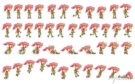 Frisky Girl Game Sprites Posters For The Wall • Posters Pink Set Art