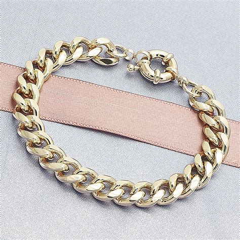 Oro Laminado Basic Bracelet Gold Filled Style Miami Cuban Design Pol