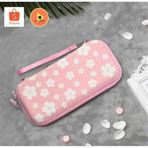 Nintendo Switch Bag Portable Cherry Blossom Pattern With Shoulder Strap
