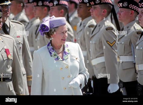 Queen Elizabeth Visits Calgary Alberta Inspecting The Calgary