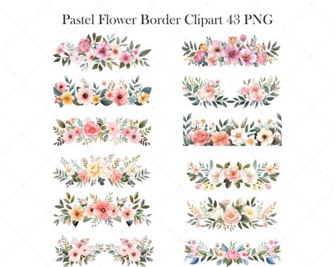 Pastel Flower Border Clipart By Pinkpearly Design Tpt