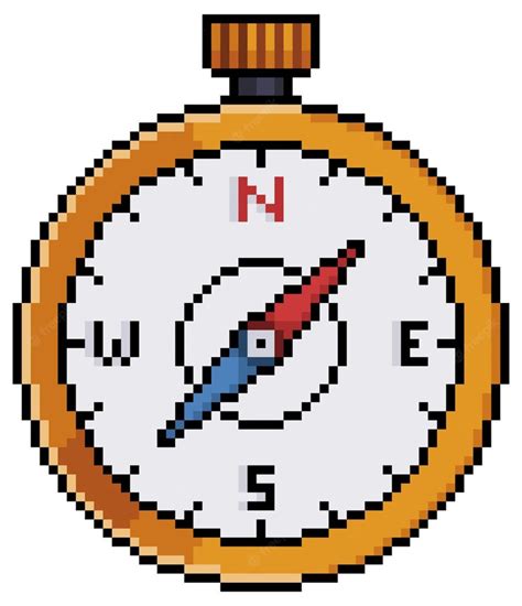 Premium Vector Pixel Art Compass Icon For 8bit Game On White Background