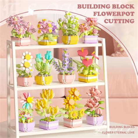 Cute Flower Potted Building Block Mini Particles Assembling Puzzle Toys