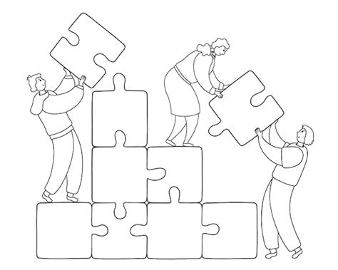 Premium Vector People Connecting Puzzle Pieces Teamwork Business Collaboration Concept Vector
