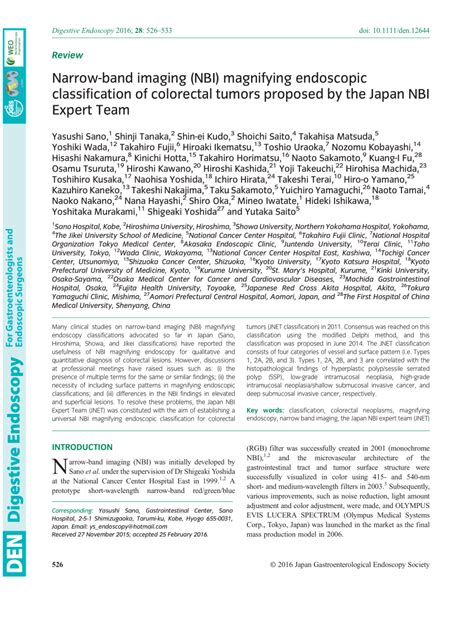 Pdf Nbi Magnifying Endoscopic Classification Of Colorectal Tumors Proposed By The Japan Nbi