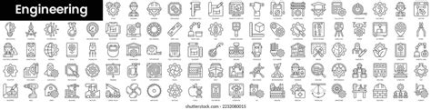 Set Outline Engineering Icons Minimalist Thin Stock Vector Royalty Free 2232080015 Shutterstock
