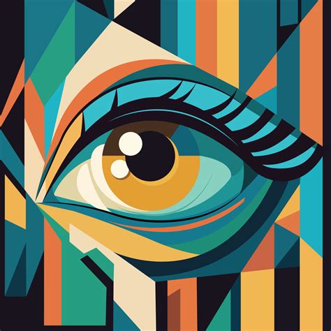 Eye In Abstract Art Style Cubic Style For Poster Banner Or Background