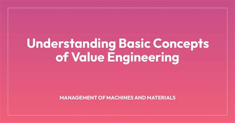 Understanding Basic Concepts Of Value Engineering • Slm Self Learning