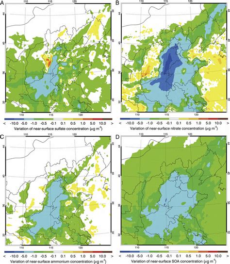 Spatial Distribution Of The Variation Of Average A Sulfate B