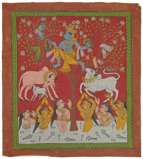 Lot A Painting Of Krishna Observing The Bathing Gopis 17th Century