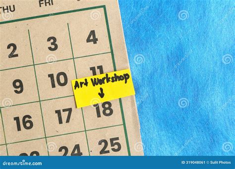 Weekend Art Workshop Class Reminder On Calendar Weekend Wellness And