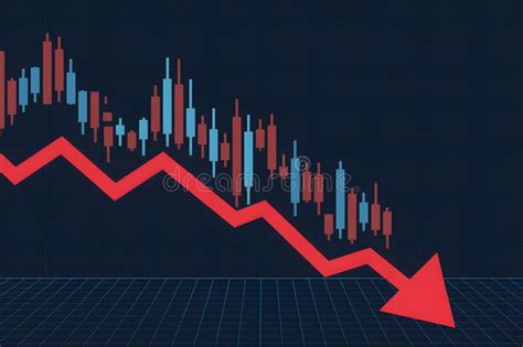 Stock Market Chart With Candlestick Bars Downward Trend Prominent Red