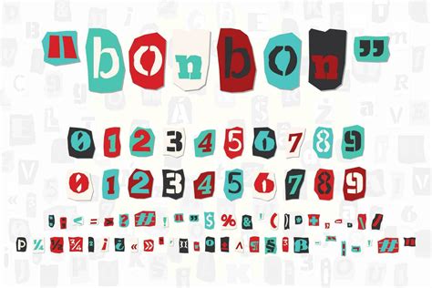 Color Ransom Collage Style Letters Numbers And Punctuation Marks Cut