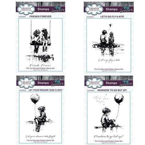 New Creative Expressions Andy Skinner Pre Cut Rubber Stamps Set Of 4 Fly A Kite Hobbymaker
