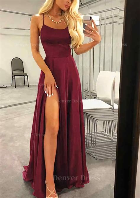 A Line Boneau Spaghetti Gurte Sweep Zug Charmeuse Abschlussballkleid M