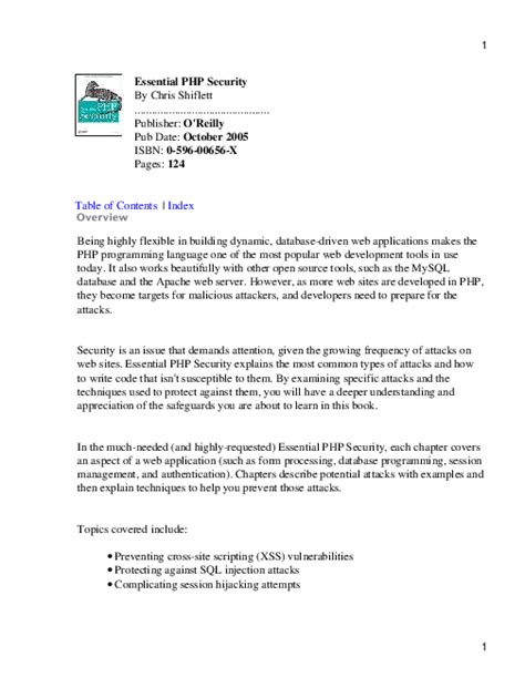 Pdf Essential Php Security