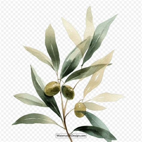 Olive Branch Watercolor Botanical Illustration
