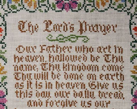 The Lords Prayer Large Cross Stitch Piece Finished 16 X 1975