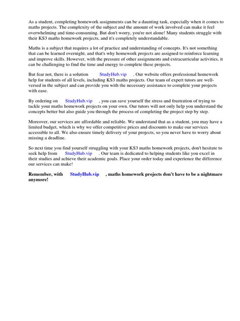 Maths Homework Projects Ks3 Pdf Worksheet Homework