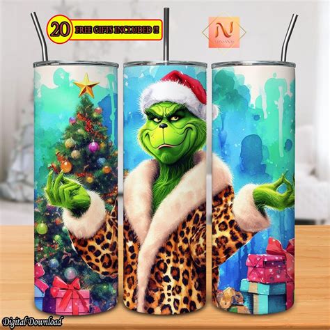 Green Guy Christmas 20oz Skinny Tumbler Sublimation Design Png