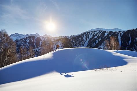 Premium Photo Skiing On The Fresh Powder Snow