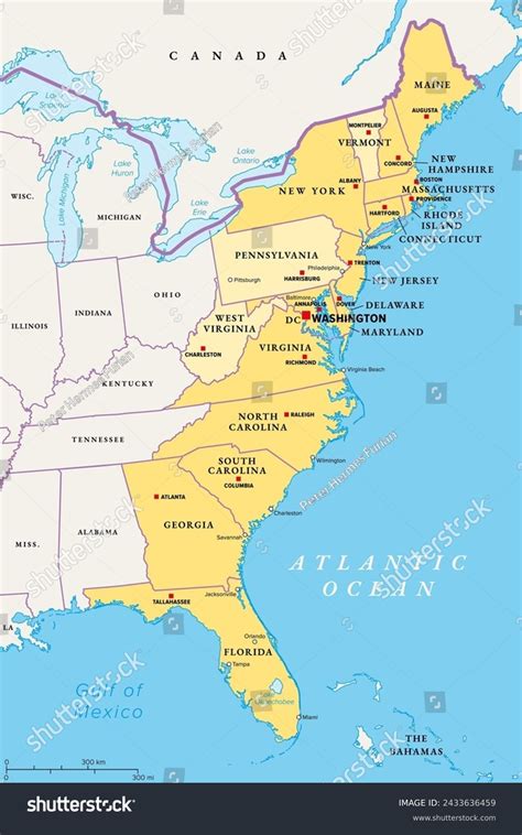 Region Map Of The Useast Coast Map Usa States